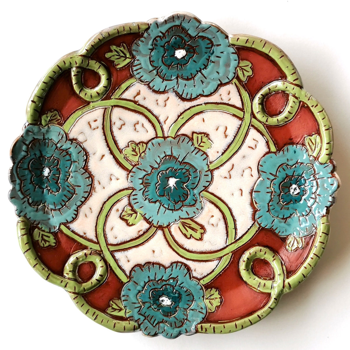 Large Blue Flower Plate by Zoe Pinnell — Craft Ontario