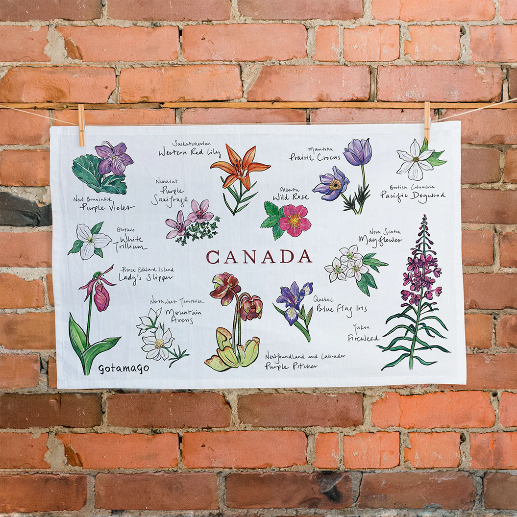 Floral Emblems Tea Towel — Craft Ontario
